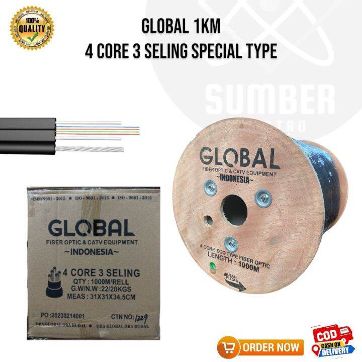 GLOBAL KABEL FO 4 CORE 3 SELING 1 KM SPECIAL TYPE DROPCORE CABLE FIBER ...