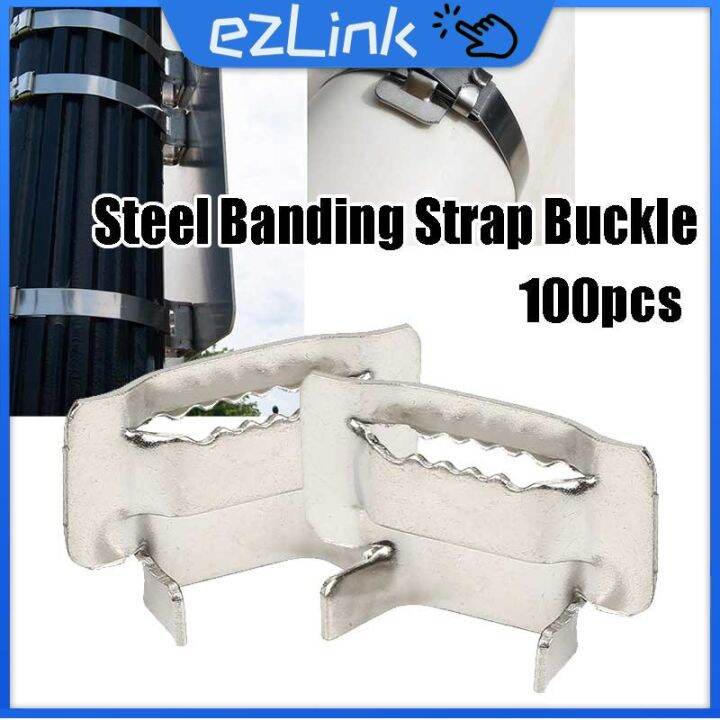 100Pcs 304 Stainless Steel Straps Buckles / Banding Clips 1/2 Inch 3/4 ...