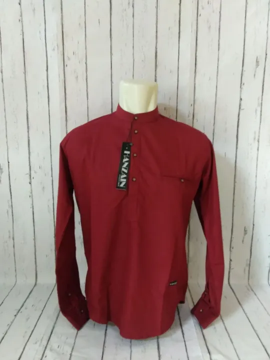 Baju Kemeja Koko Warna Merah marun/Baju Kemko untuk orang Dewasal/Baju ...