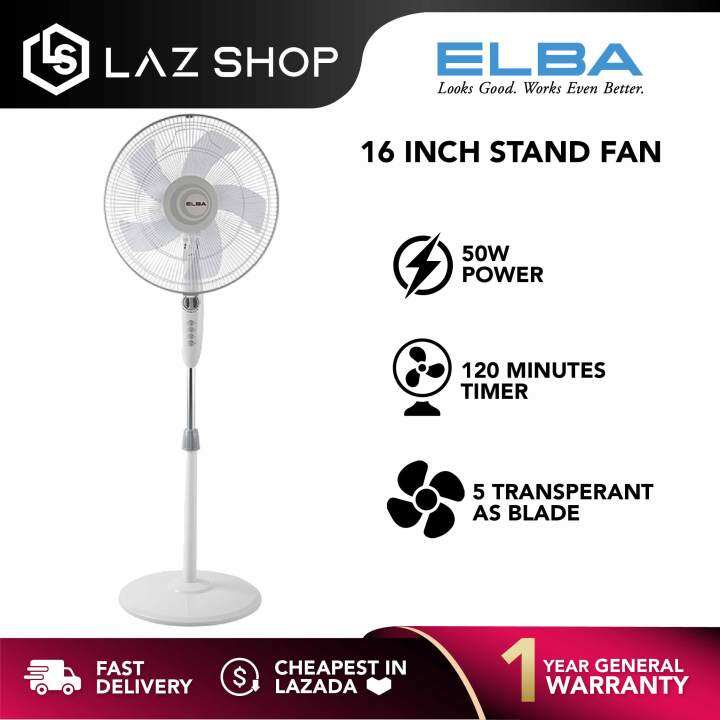 Elba 16" 50W Stand Fan ESF-E1639TM(GR) | 3 Speeds Control | 5 Blades ...