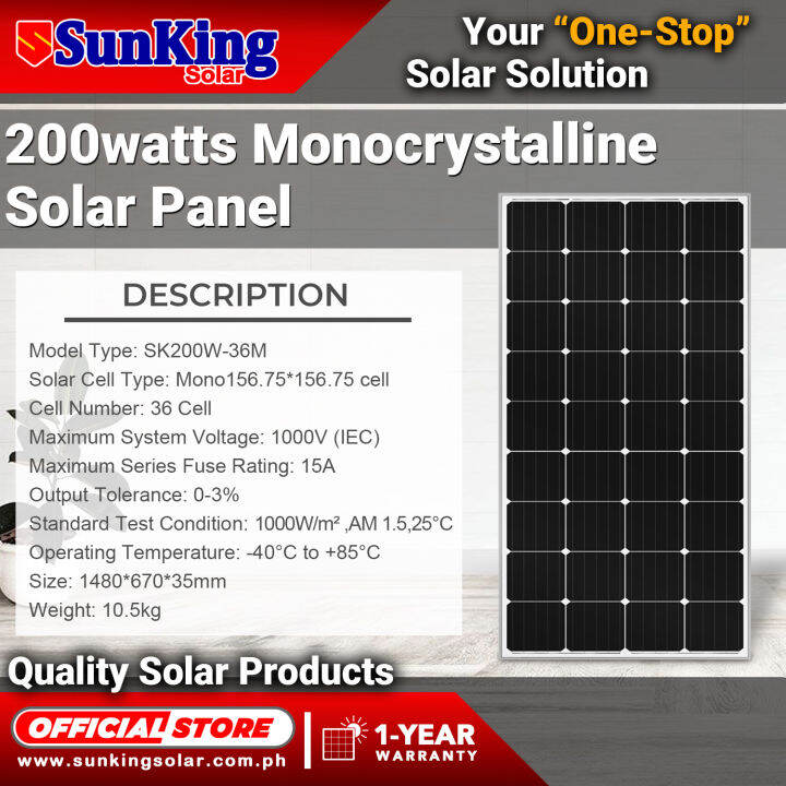 200 watts Monocrystalline Solar Panel Sunkingsolar Sunking Solar Mono ...