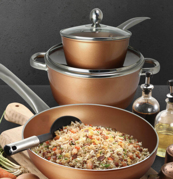 Masflex 5-Piece Copper Induction Non Stick Cookware Set | Lazada PH
