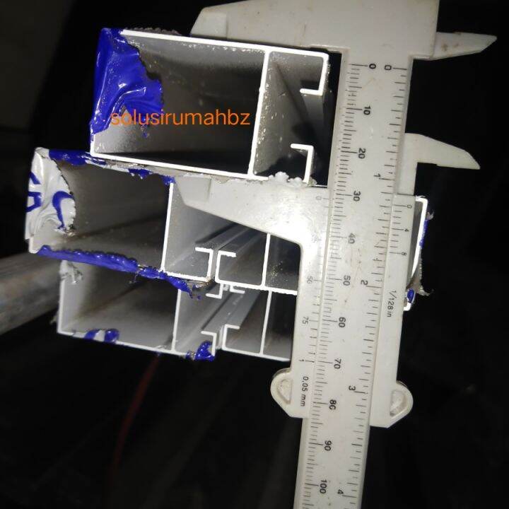 tiang sliding white aluminium putih per10cm potongan dimensi 3x5cm an ...