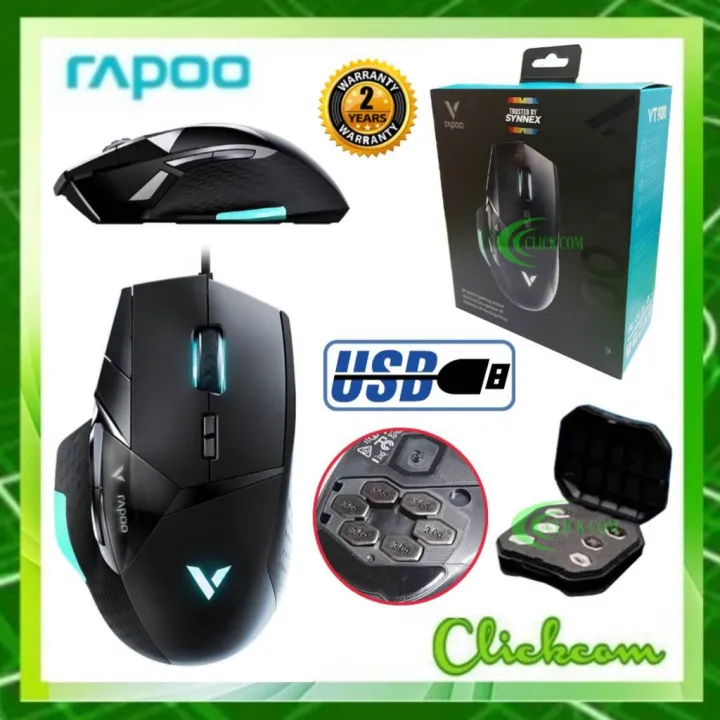 Rapoo VT900 16000 DPI IR Optical Wired Gaming Mouse - Black | Lazada.co.th