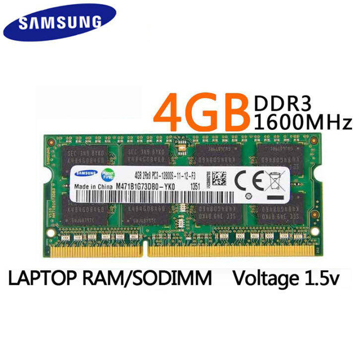 Samsung 4GB DDR3 PC3-12800 1600MHz 204-Pin SODIMM Laptop Memory Module ...
