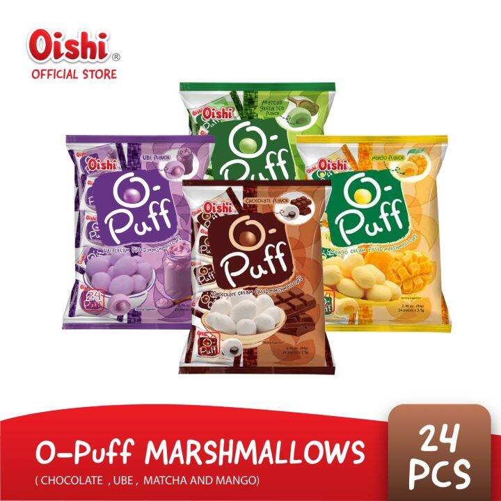 O-Puff Marshmallows Assorted x 4 [Bundle of Chocolate, Mango, Matcha ...