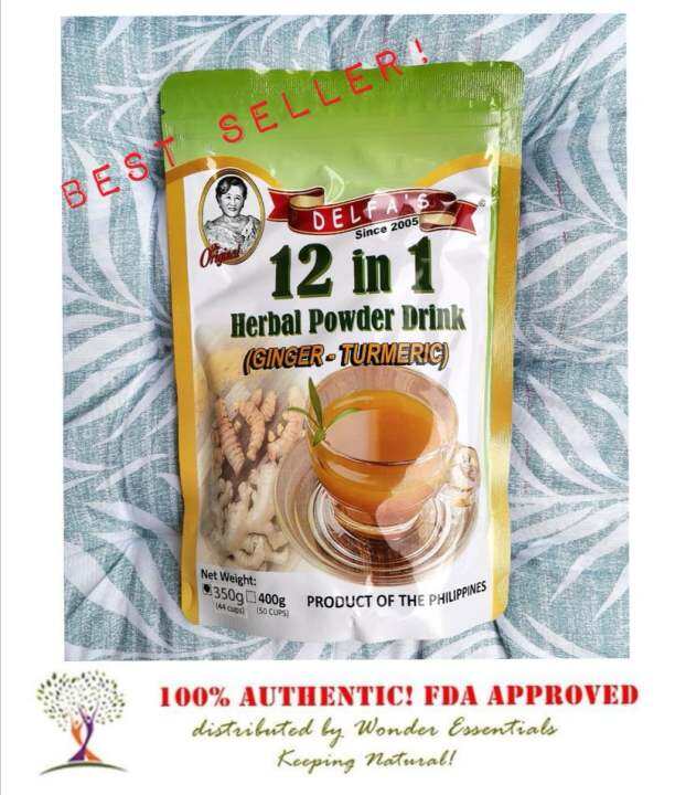 Delfa's Turmeric Herbal Powder Drink (350 grams) - 12 in 1 Ginger ...