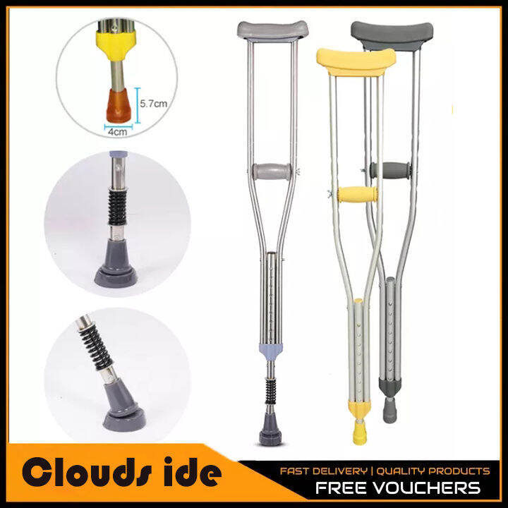 Saklay Adult Adjustable Crutches, Double Crutches with Underarm Pads ...