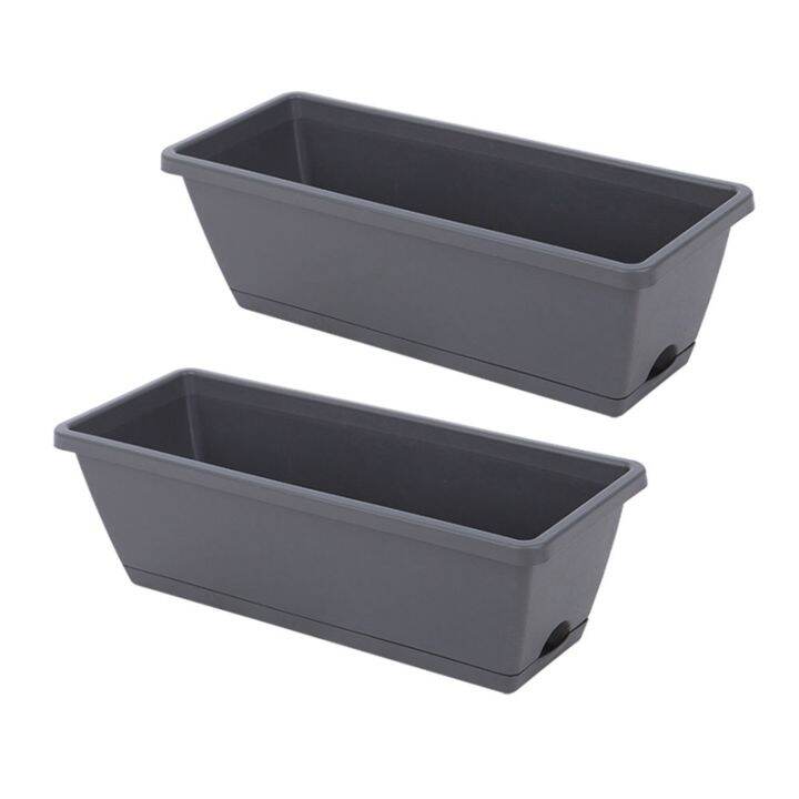 2 Packs Self Watering Planters Rectangular Plant Pot, Modern Decorative ...