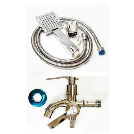 304 Stainless Steel Telephone 3 in 1 Square Hand Shower Set With Two ...