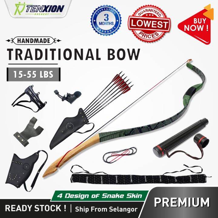 TenXion Archery Traditional Bow 15-55LBS Premium Recurve Arm Thumb ...