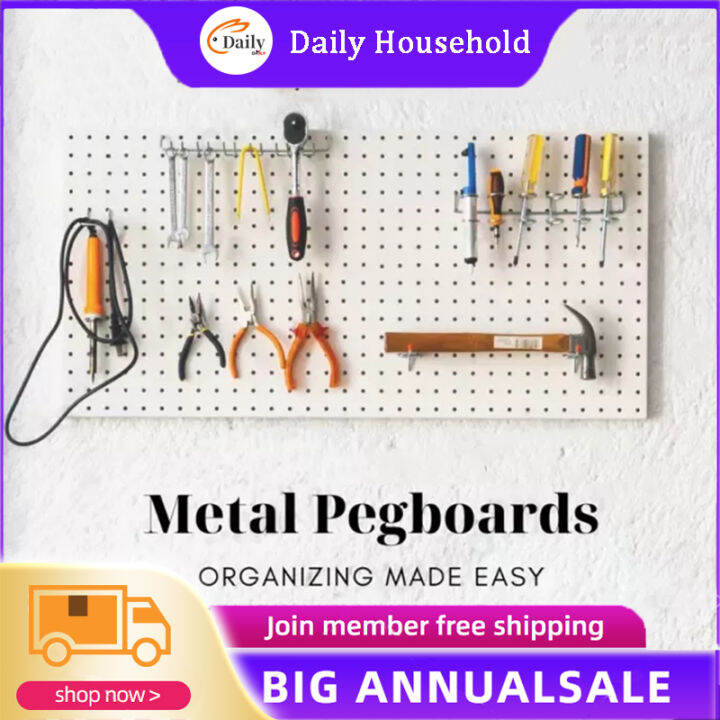 Tool Hanging Board Garage Wall Tool Rack Pegboard + Shelf Tools ...