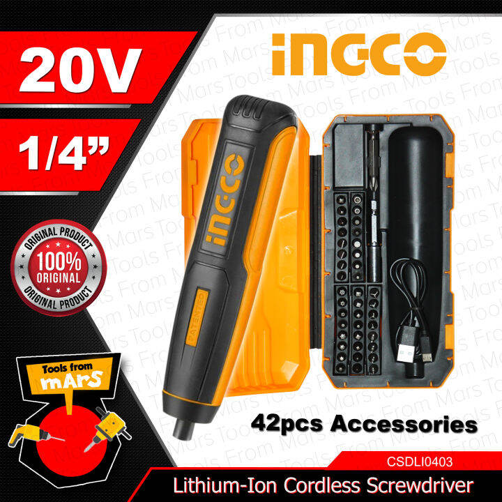 INGCO Lithium-Ion Cordless Screwdriver Handy Screw Driver Hand Tools ...