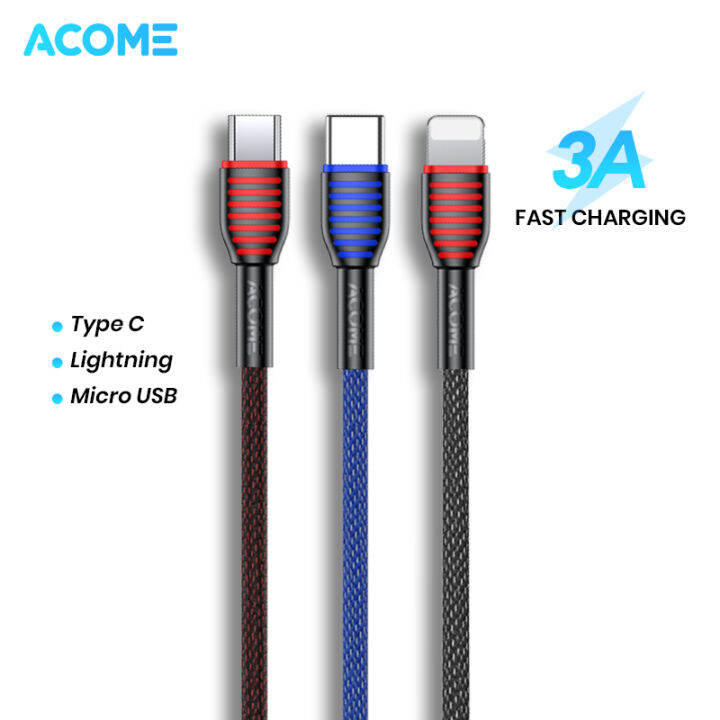 ACOME Kabel Data Micro USB / Lightning / Type-C Kabel Data 1 Meter ...