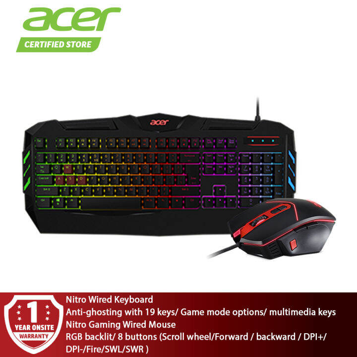Acer Nitro Wired Keyboard + Nitro Gaming Wired Mouse - NP.KBD1A.01S ...