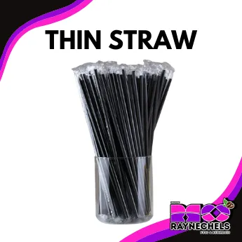 Thin Straw (black) | Individual wrapped plastic | 100pcs | Lazada PH