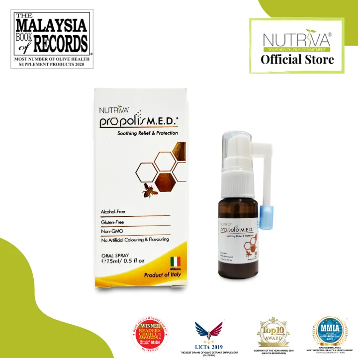 NUTRIVA Propolis M.E.D.® Oral Spray Semburan Ulser Mulut/Mouth Ulcer ...