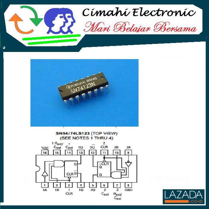IC TTL 74123 74LS123 DUAL RETRIGGERABLE MONOSTABLE MULTIVIBRATOR IC ...