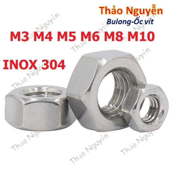 Đai Ốc, Tán Ecu Inox 304 Dùng Cho Bulong M3 M4,M5 M6 M8 M10 10con ...