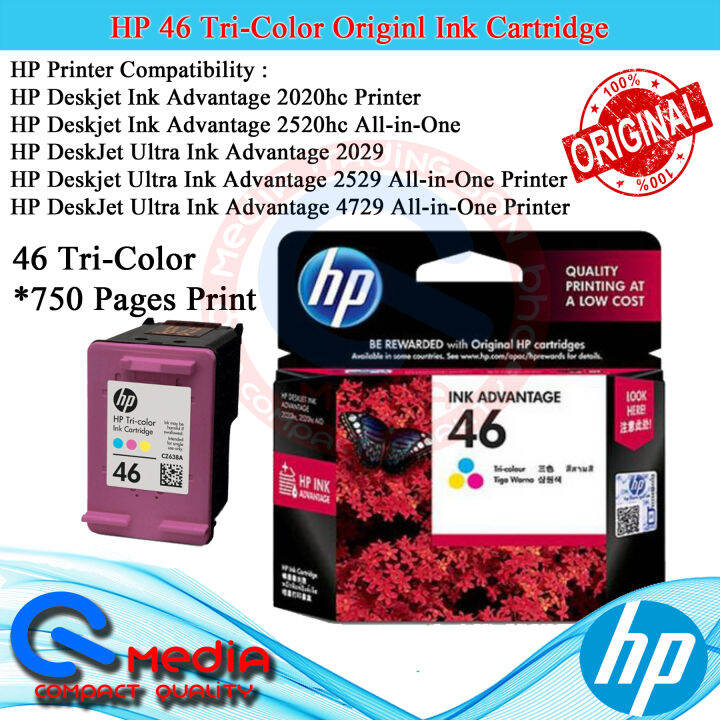 HP 46 Pigment Black & 46 Tri-Color Original Ink Cartridge, Hardware compatibility HP Deskjet Ink ...