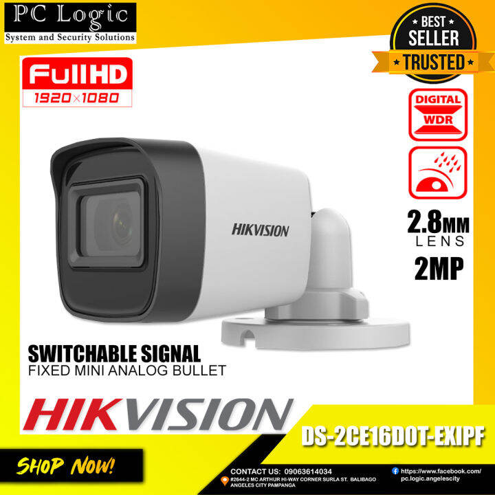 HIKVISION DS-2CE16D0T-EXIPF 2MP Fixed Mini Analog Bullet | 2.8mm Lens ...
