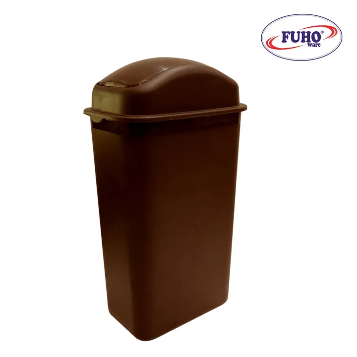 FUHO 16L Elegant Trash Bin with Swing Cover Plastic Waste Basket ...