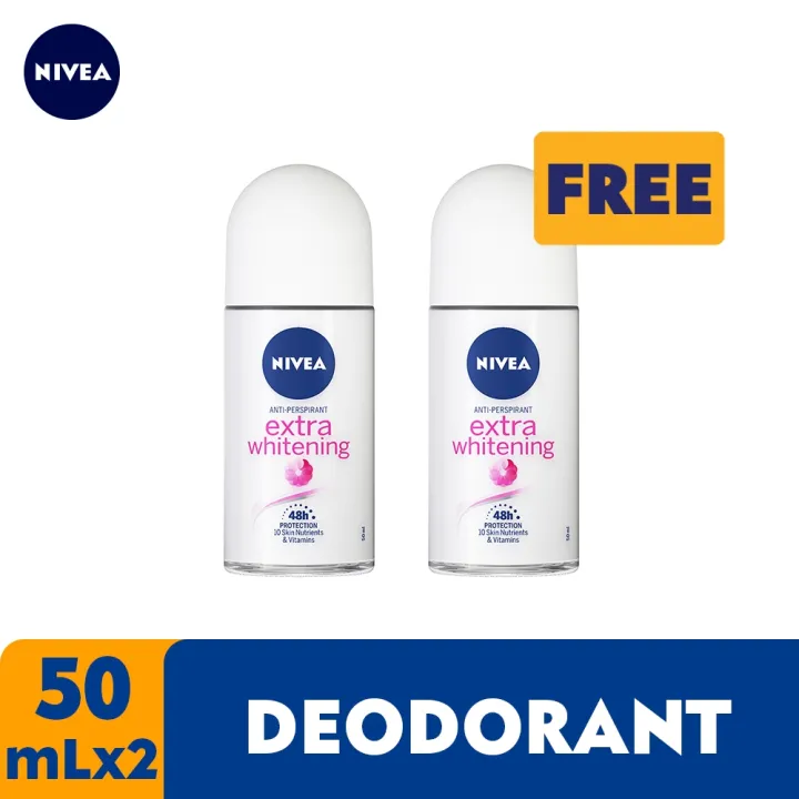 Buy 1 Take 1 NIVEA Deodorant Extra Brightening Anti-Perspirant Roll-on, 50ml | Lazada PH