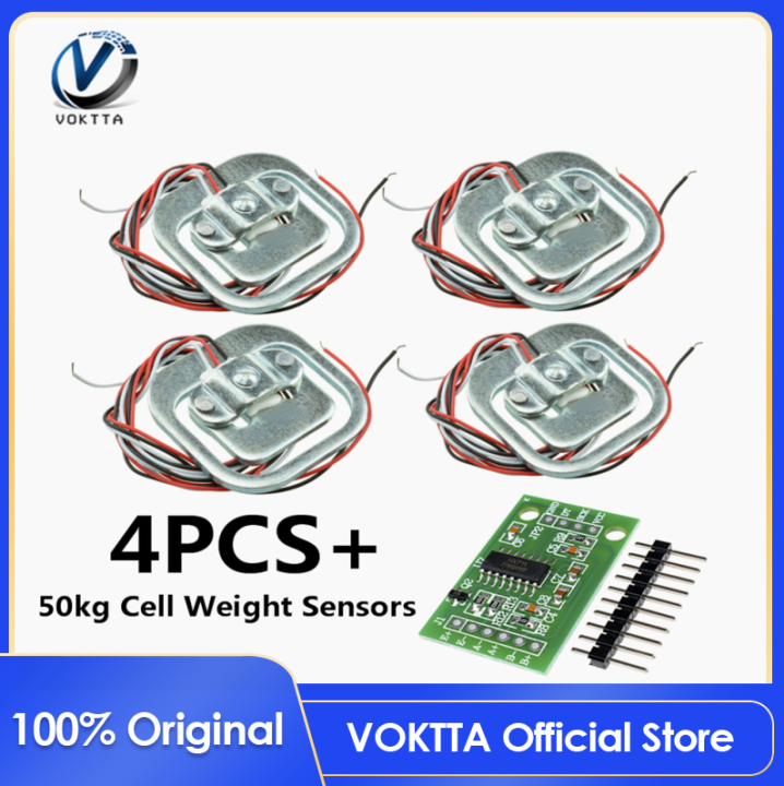 VOKTTA 4Pcs 50kg Human Scale Load Cell Weight Sensors+HX711 AD Module ...