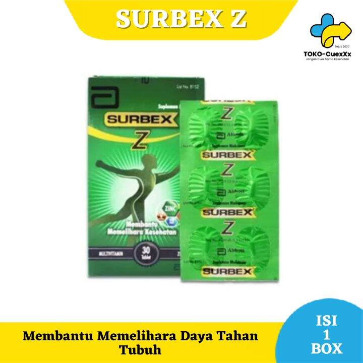 Surbex Z Isi 1 Box 30 Tablet Penambah Vitamin C, B1, B2, B6, B12, E Dan ...