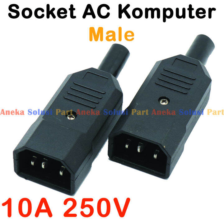 Socket AC MALE Komputer PC CPU Colokkan Jack JANTAN Power 10A 250V ...