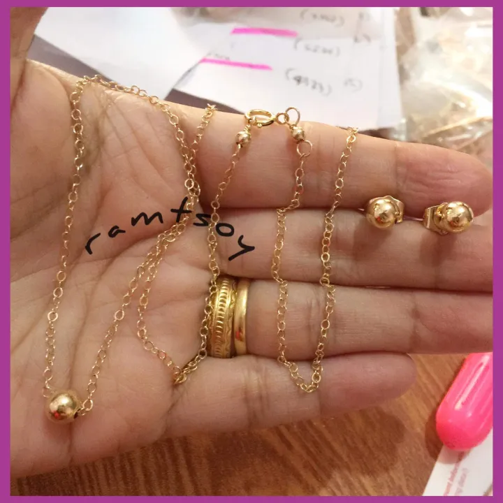 10k pure gold filled necklace and earing only(6mm) | Lazada PH