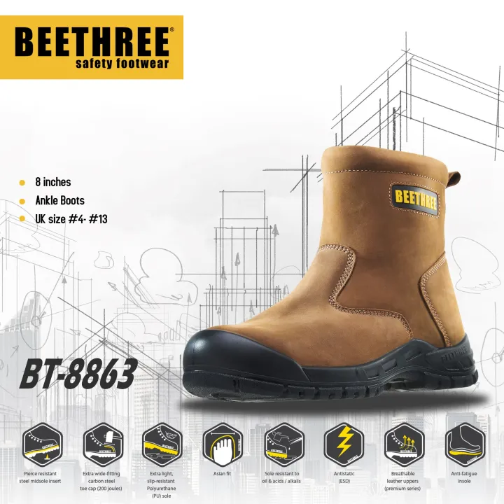 Beethree BT-8863 Ankle Boots Safety Shoes 8 Inches | Lazada