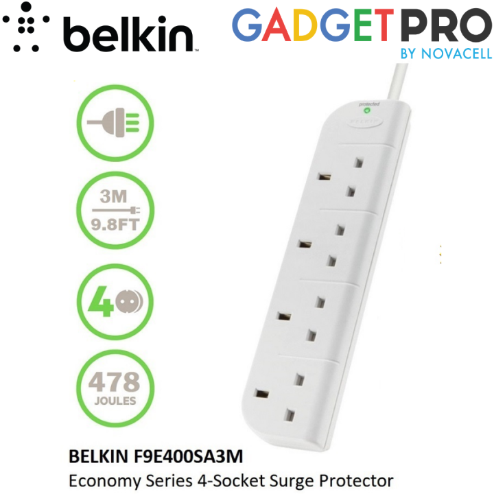 Belkin 4 Sockets Surge Protector Extension With 3 Meter - F9E400sa3M ...