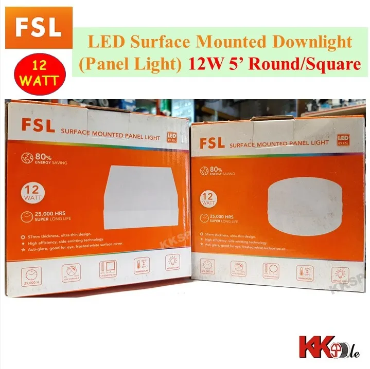 FSL 12W 5' LED Surface Mounted Downlight Panel Light - Round/Square ...