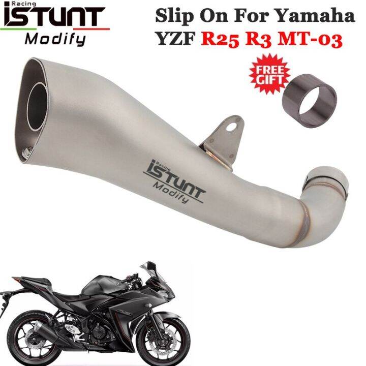 Slip On For Yamaha YZF R25 R3 MT-03 MT03 Motorcycle GP Exhaust Escape Silencer Full System Link ...