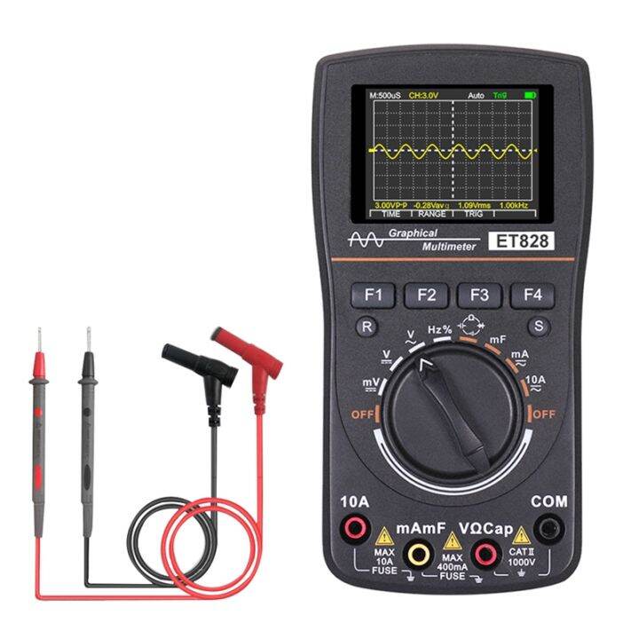 ET828 2 in 1 Oscilloscope Multimeter Digital 1MHz 2.5Msps Color Screen ...