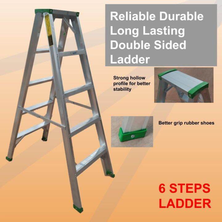 6 Steps Double Sided Heavy Duty Aluminium Multipurpose Hardness Ladder ...