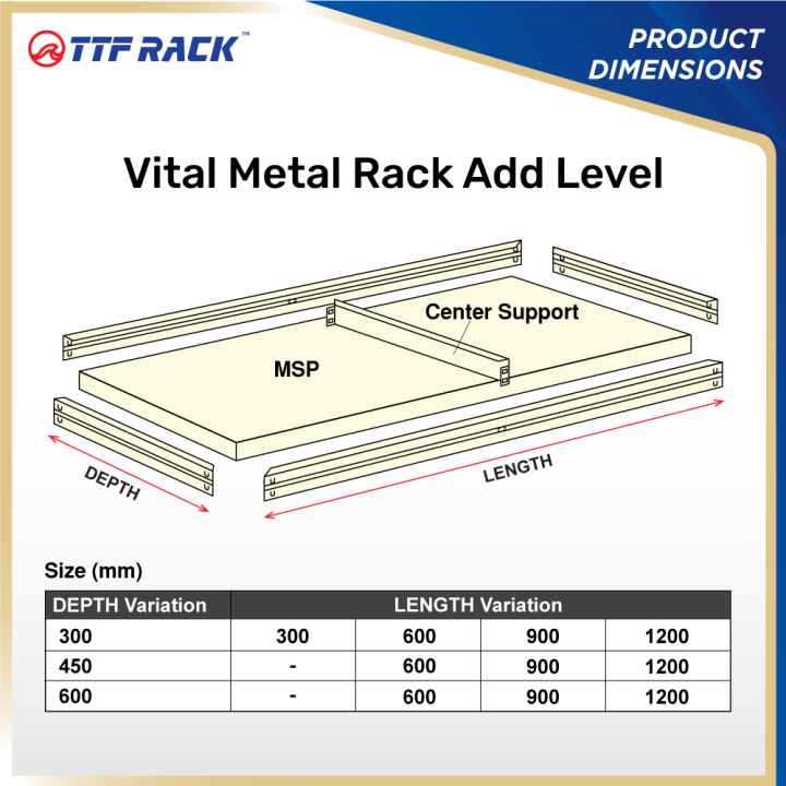 TTF Rack™ VITAL METAL ADD LEVEL Shelving Level Tingkat Tambahan Rak ...
