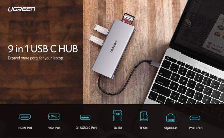 UGREEN 40873 9 in 1 USB C Hub | Lazada.co.th