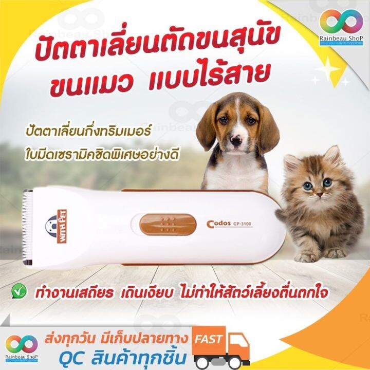 RAINBEAU - Codos รุ่น CP-3100 ปัตตาเลี่ยนตัดขนสุนัข ขนแมว แบบไร้สาย ที่ตัดขนหมา ขนแมว อุปกรณ์ตัด ...