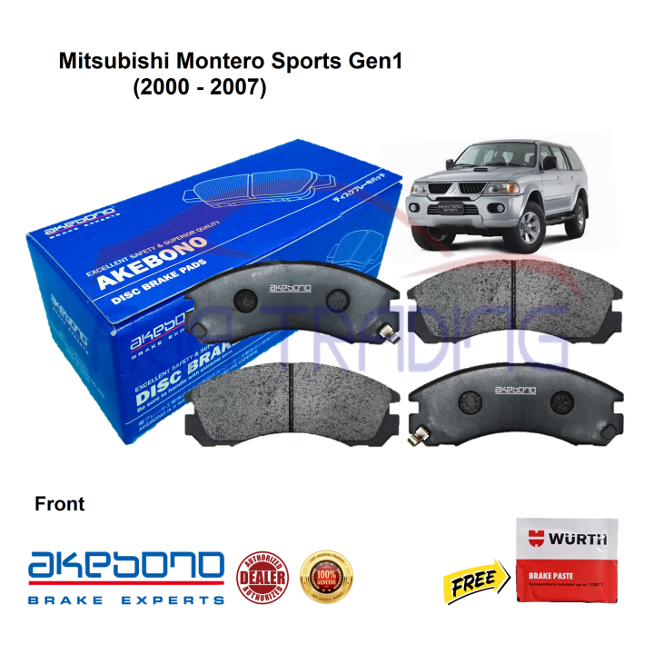 Genuine Akebono Front Brake Pads for Mitsubishi Montero Sports Gen1 (2000 ~ 2007) with free ...