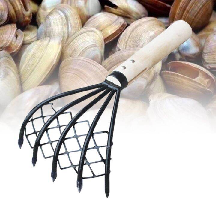 {Hot} Clam Rake With Net Beach Dig อาหารทะเลไม้ Handle ที่มีประโยชน์5 ...