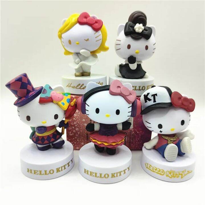 5pcs/Set Hello Kitty Action Figure Toys 40th Anniversary Crossover ...