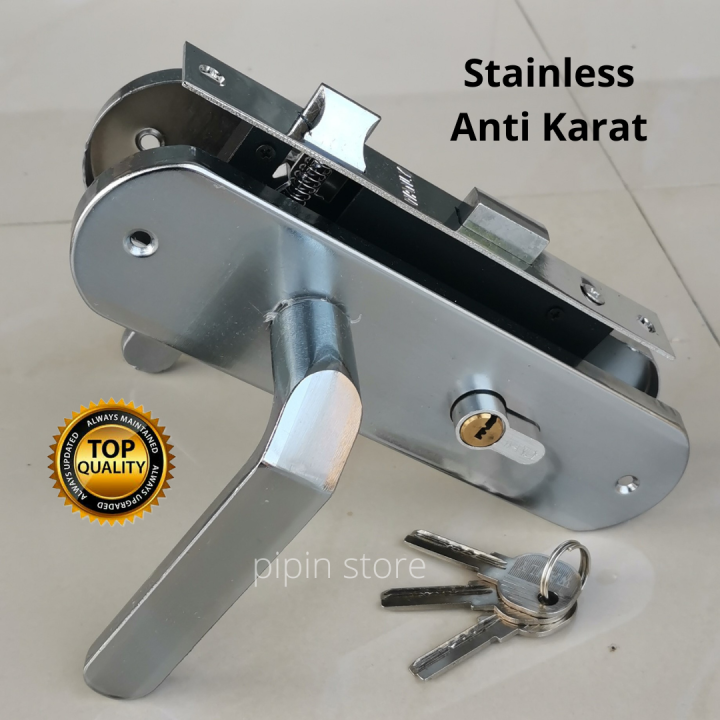 Kunci Pintu Rumah 1 Set Komplit Silver 20 cm Besar 25 cm - Gagang Handle Pintu Rumah Kayu Satu ...