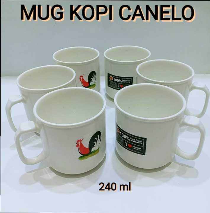 MUG COFFEE AYAM JAGO CANELO 240 ML CANGKIR KOPI BAHAN PLASTIK GELAS ...