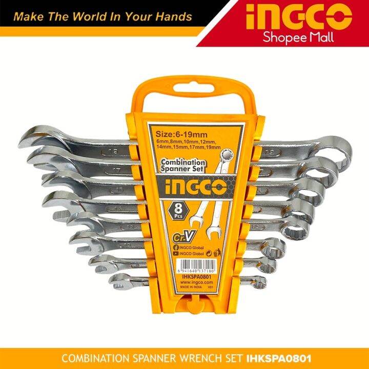 【COD】 [MALL EXCLUSIVE] Ingco IHKSPA0801 8pcs Combination Spanner Wrench ...
