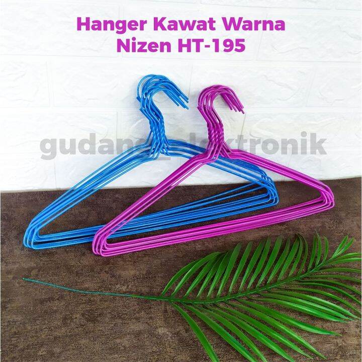 Hanger kawat / Gantungan Baju Kawat Coating Plastik isi 10 Pcs | Lazada ...