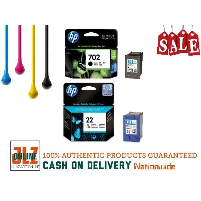 HP 702 Black 22 Tricolor 1/Set 2pcs Original Ink Cartridge(CC660AA ...