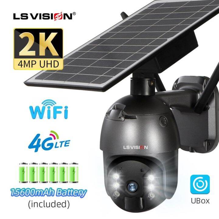 LS VISION 2K 4MP Solar Camera 4G SIM Wireless Outdoor Wifi IP Cam ...