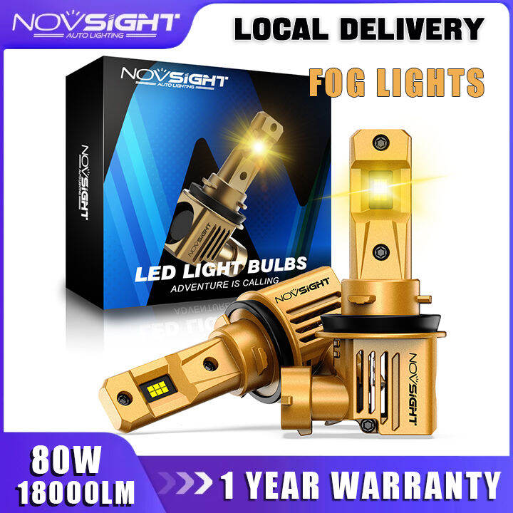 Novsight N66Y Fog lights 80W 18000LM H11 high low beam LED headlight ...